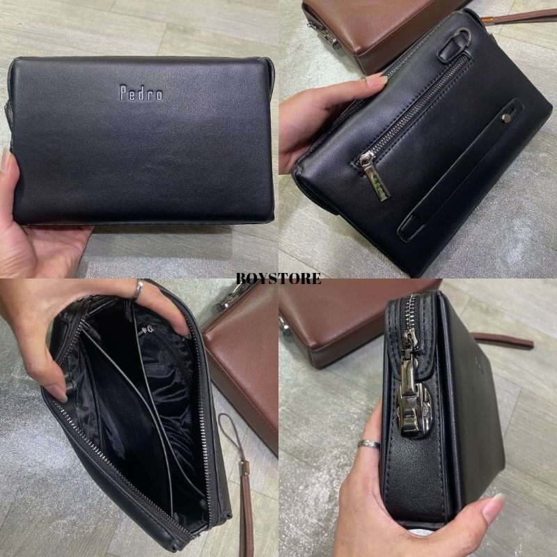 Jual Clutch Handbag Pedro In Leather Black New Fashion | Shopee Indonesia