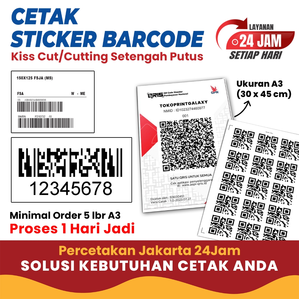 Jual Stiker Barcode qris Custom Print A3 + Cutting | Shopee Indonesia