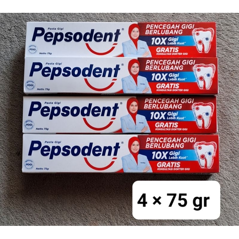 Jual Pepsodent Pasta Gigi Pencegah Gigi Berlubang 75 Gram (Isi 4 Pcs ...