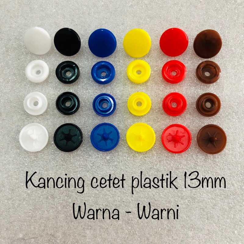 Jual kancing cetet plastik 13mm / kancing snap plastik per 5 gross (720 ...