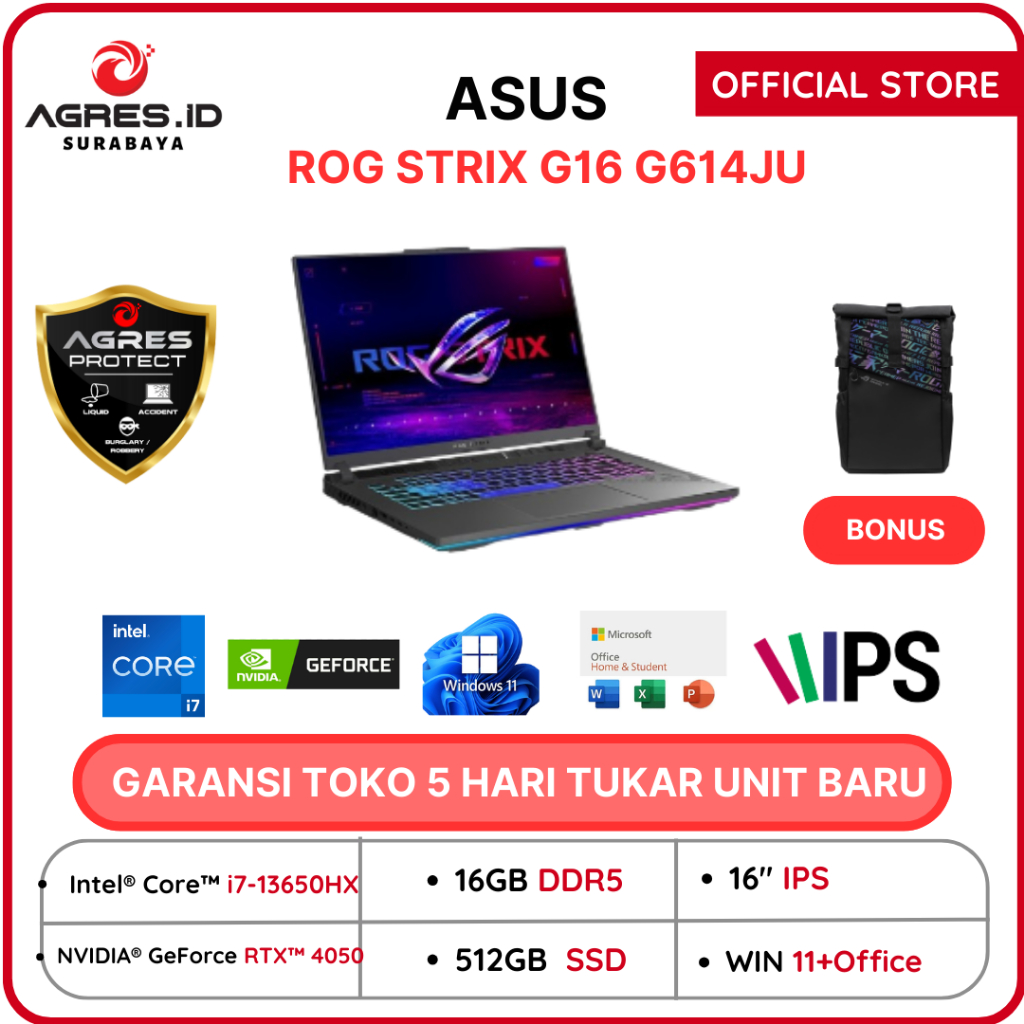 Jual ASUS ROG Strix G16 G614JU Core i7 13650HX RTX4050 RAM 16GB 512GB ...