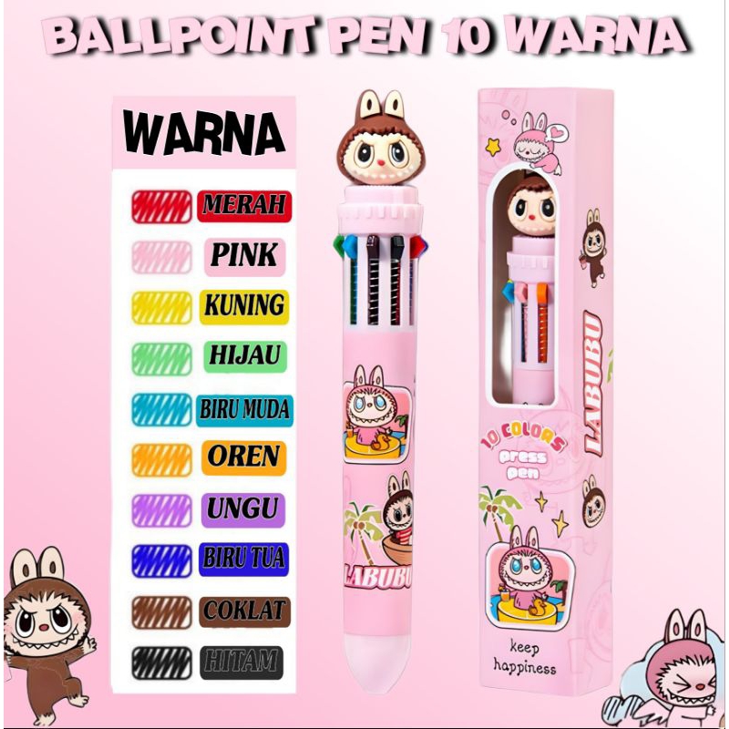 Jual 10 Warna Ballpoint Pen Labubu/Pen Karakter/Ballpoint Pen | Shopee ...