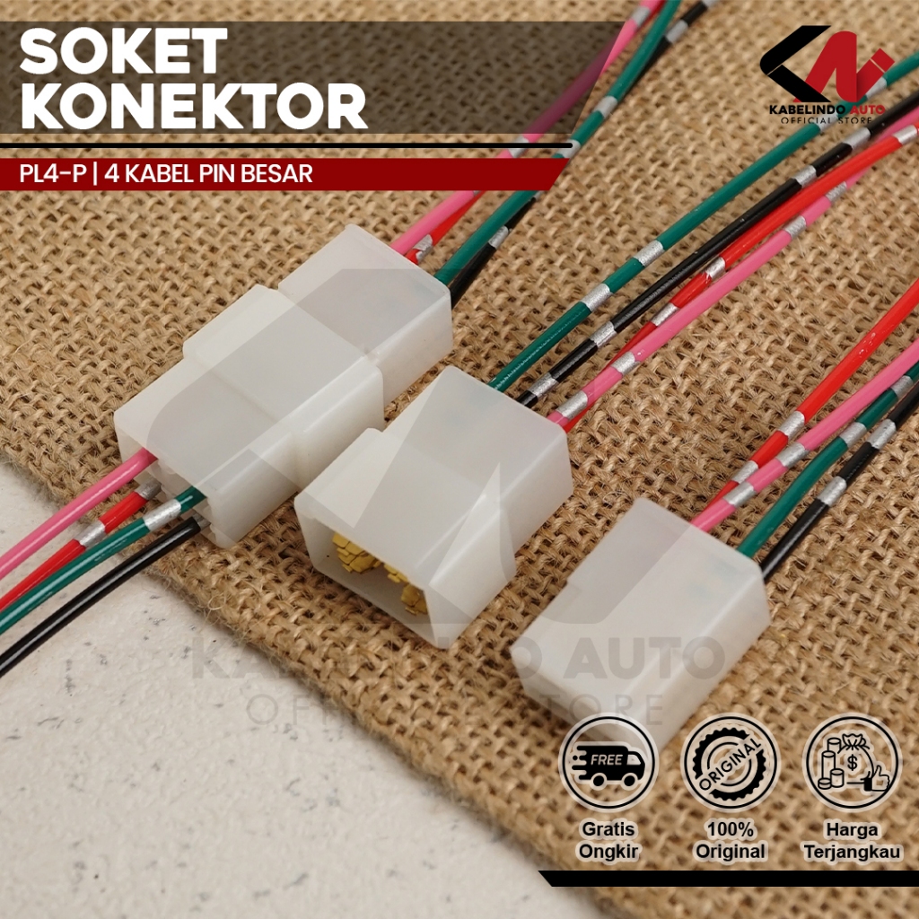 Jual Soket Konektor Kabel 4 Pin Besar / Socket Sambung Mobil Motor ...