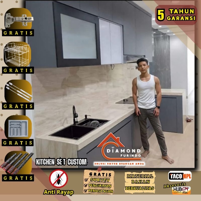 Jual Kitchen set custom minimalist, Tebal bahan multiplek 9mm ...
