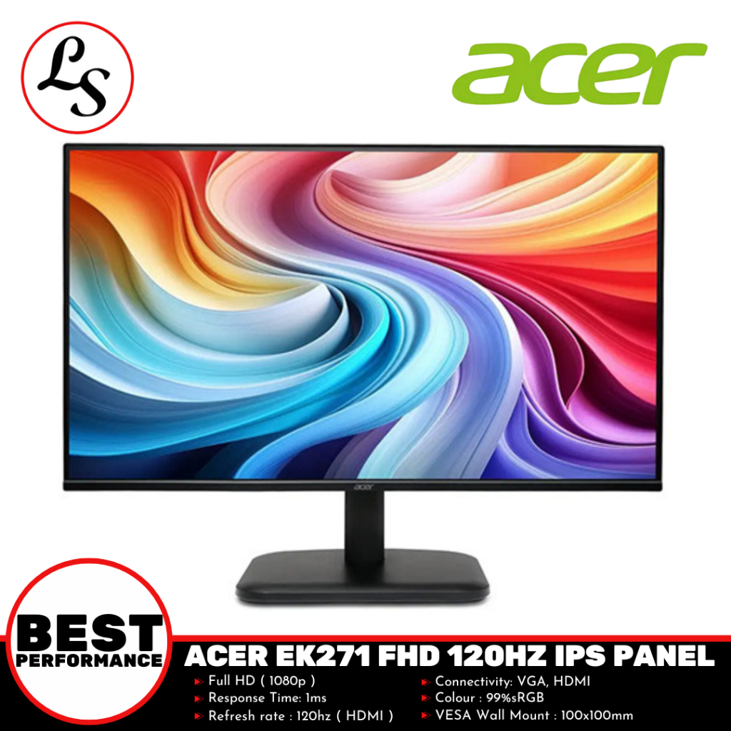 Jual ACER MONITOR EK271 27" IPS FHD 120Hz 1ms HDMI VGA | Shopee Indonesia