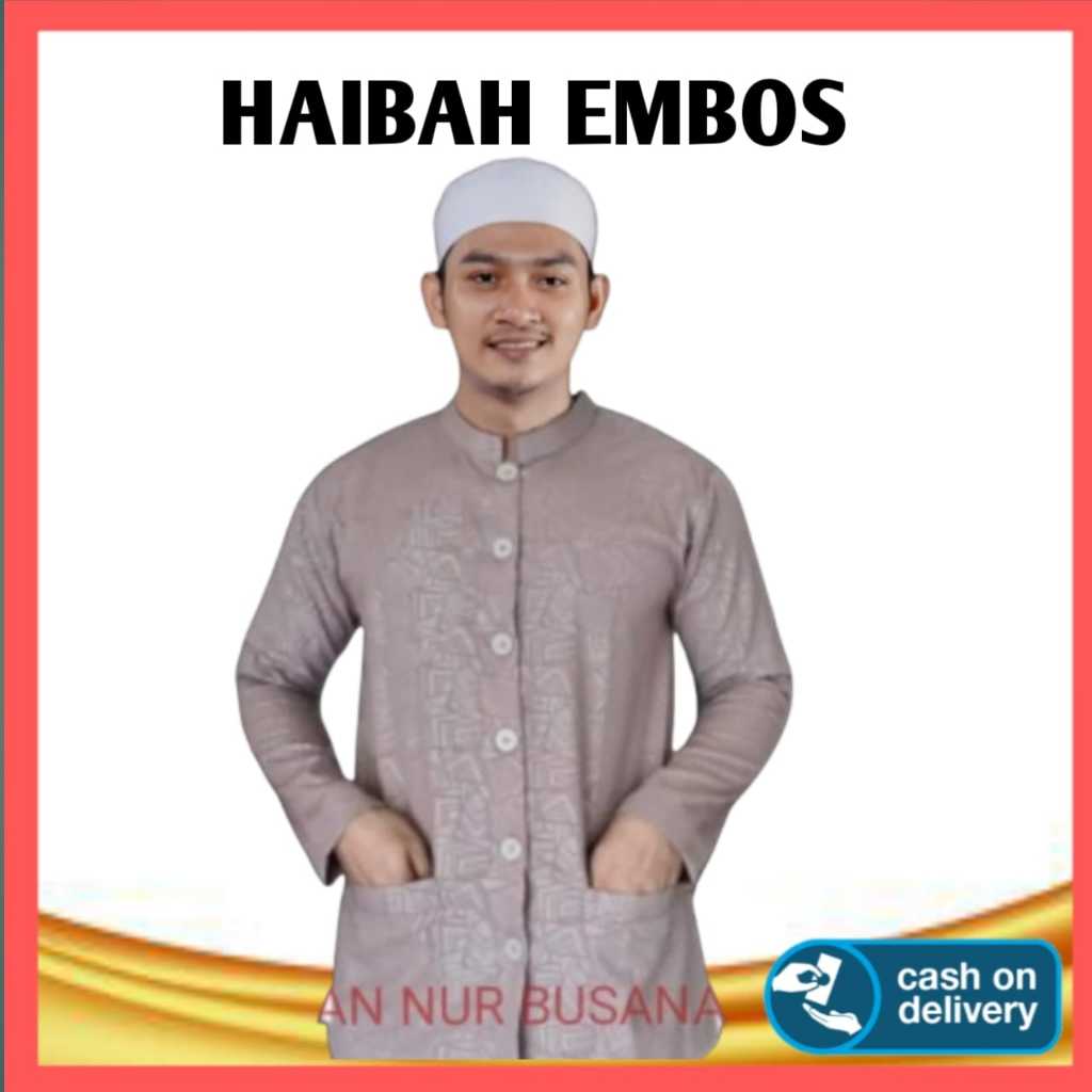 Jual Koko Haibah Embos Sultan Pria Lengan Panjang | Shopee Indonesia