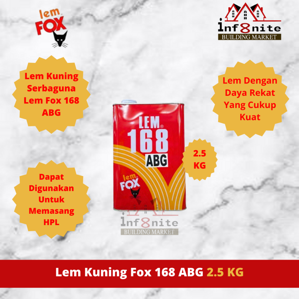 Jual Lem Kuning FOX 168 Abg 2.5 Liter Galon Lem Serbaguna Hpl Sepatu ...