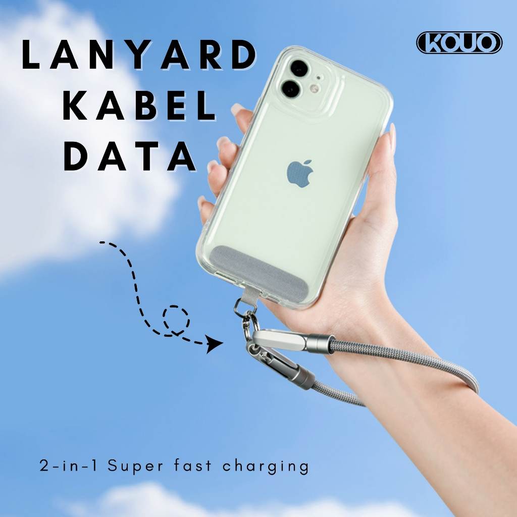 Jual KOUO Kabel Data 2-in-1 Fast Charging Model Lanyard Tali Handsfree ...