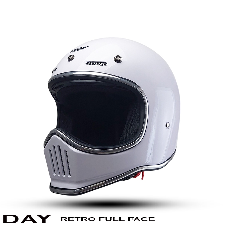 Jual DAY Retro Full Face Helm Motor Bobber Pria Wanita Lis Chrome SNI ...