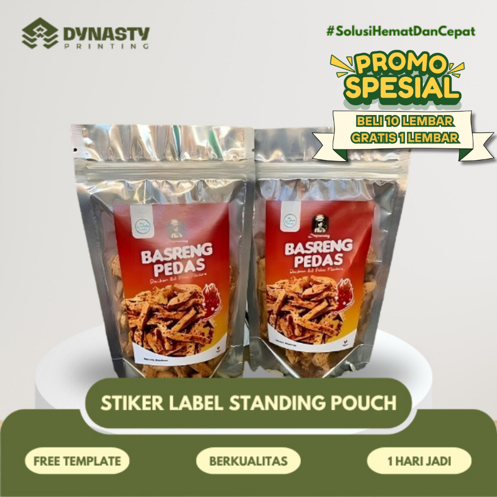 Jual Stiker Logo Label Makanan Kemasan Standing Pouch Berbahan Chromo ...