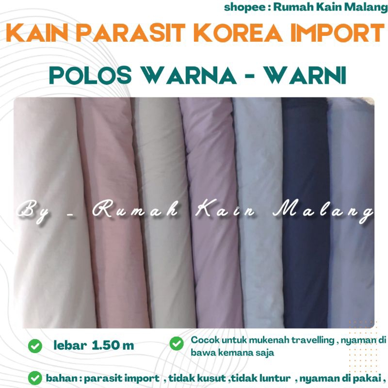 Jual KAIN PARASIT KOREA IMPORT || POLOS WARNA - WARNI || ( SOLITE ...