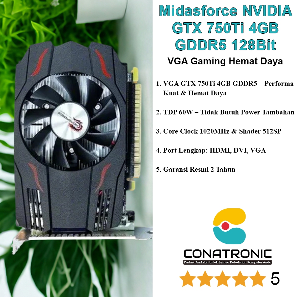 Jual VGA Midasforce GTX 750 Ti 4GB GDDR5 128Bit - Kartu Grafis Gaming ...