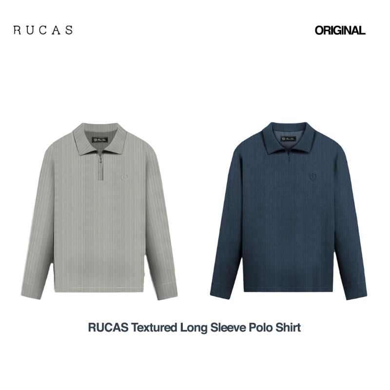 Jual RUCAS Textured Long Sleeve Polo Shirt [ORIGINAL] | Shopee Indonesia