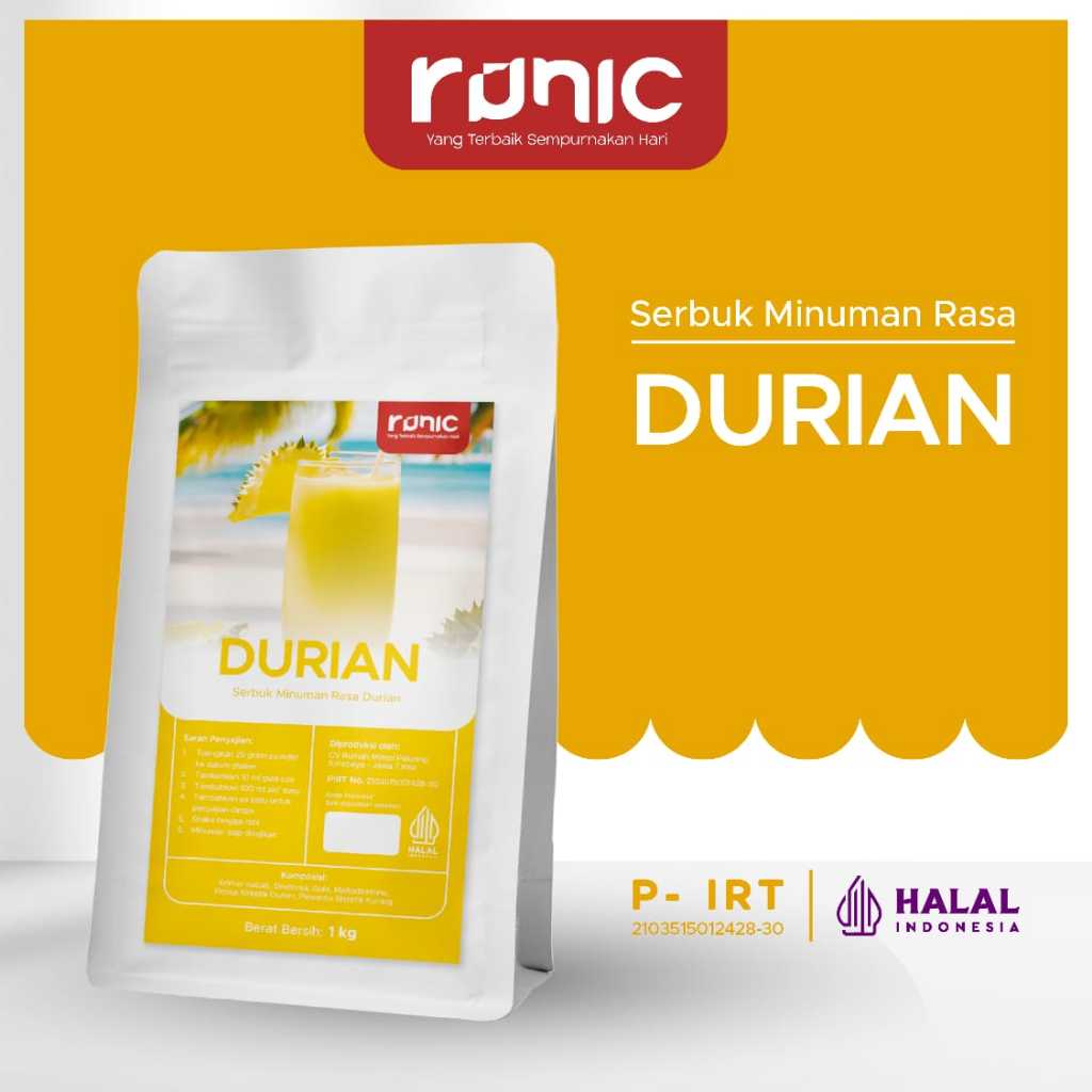 Jual Powder DURIAN Bubuk Minuman Bubble Drink RUNIC 1kg - Rasa Premuim ...