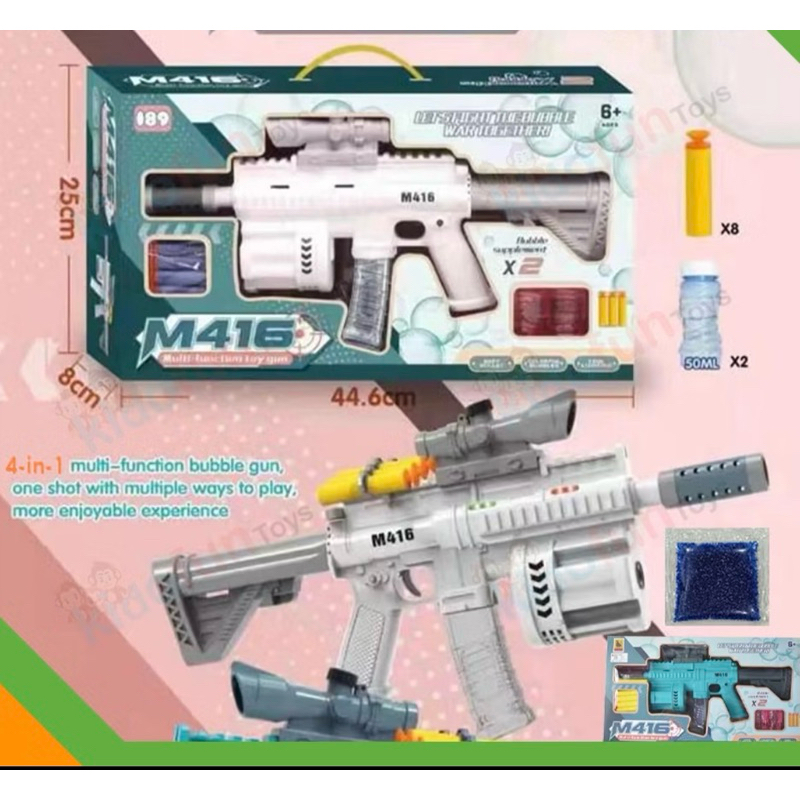 Jual ASEMKAJKT - Mainan Tembakan Multifungsi M416 Nerf Soft Bullet & Gel Bullet 4in1 Bubble Gun ...