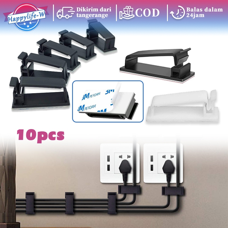 Jual Kabel Organizer Tempel 10pcs Klip Kabel Tempel Penjepit Kabel ...