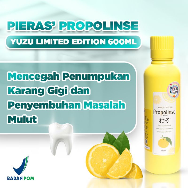 Jual Pieras Propolinse Yuzu Citrus Limited Edition Mouthwash 600mL Obat ...