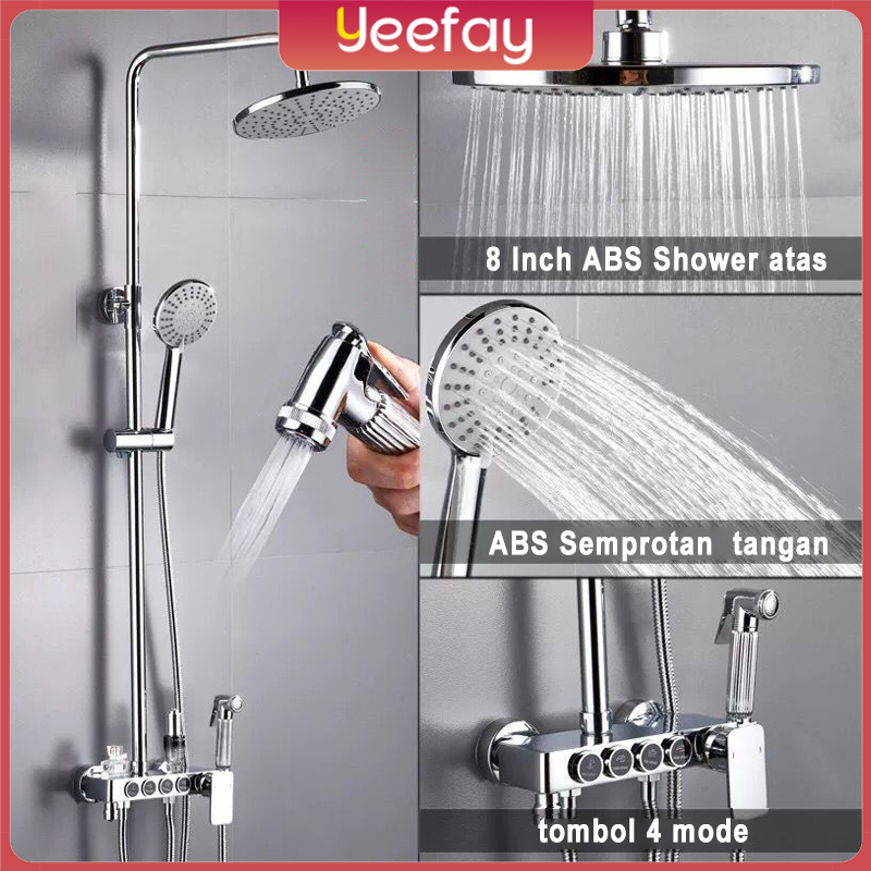 Jual Shower Kamar Mandi 4 in 1 Set Panas Dingin Dengan Faucet kepala shower Set pancuran Tembaga ...