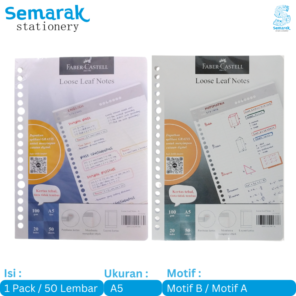 Jual Faber Castell Loose Leaf Notes Isi Kertas Binder A5 - Motif B ...