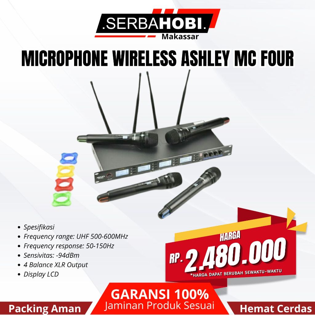 Jual Mic Wireless Ashley MC FOUR MCFOUR 4 Microphone Original | Shopee ...