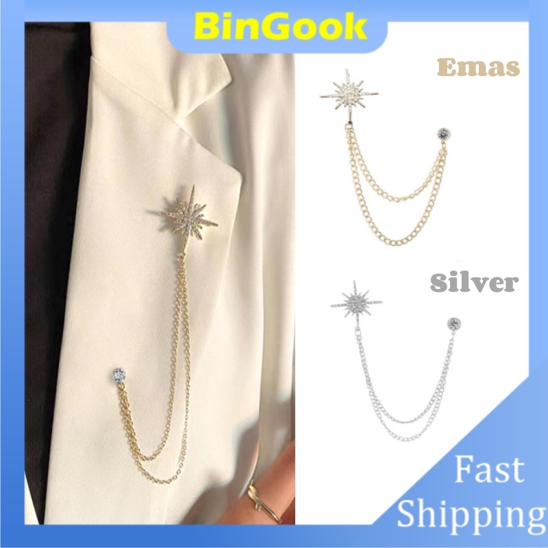 Jual Bros Pin Rantai jas Rumbai Desain Bintang Snowflake Untuk Pria ...