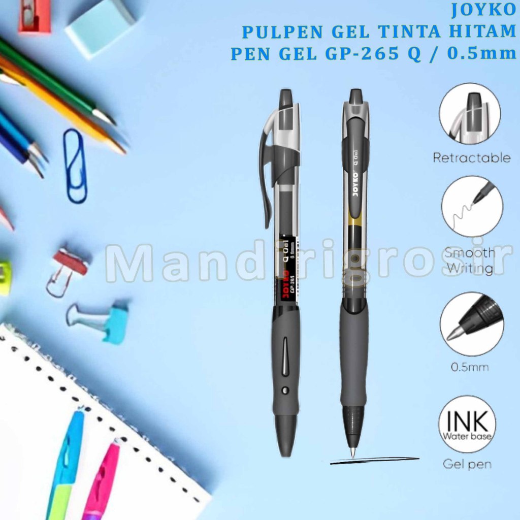 Jual Pulpen Gel Tinta Hitam * Joyko * Ballpen Gel Tinta 0.5mm * GP-265 Q Isi 1pcs | Shopee Indonesia