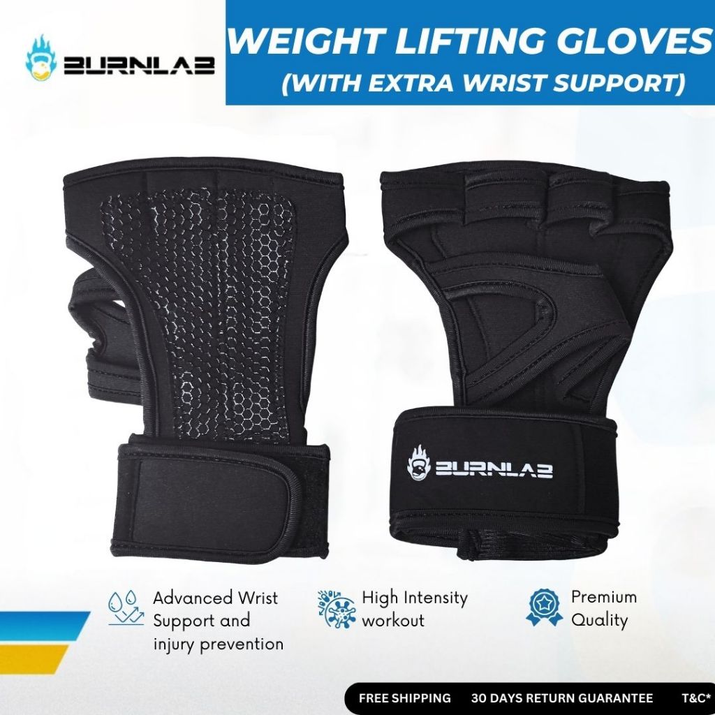 Jual BURNLAB Weight Lifting Gloves with Wrist Support, Work Out Gloves ...