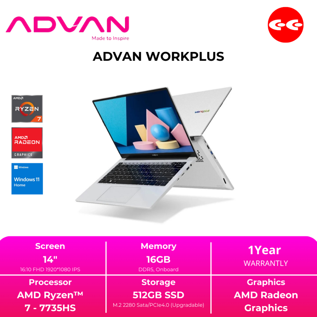 Jual ADVAN WORKPLUS RYZEN 7 7735HS RAM 16GB SSD 512GB WIN 11 | Shopee ...