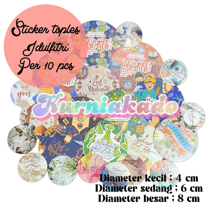 Jual 10 pcs Sticker toples idulfitri /sticker lebaran idul fitri Stick ...