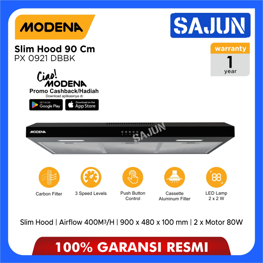 Jual Modena Cooker Hood Slim 90 cm PX 0921 DBBK | Shopee Indonesia