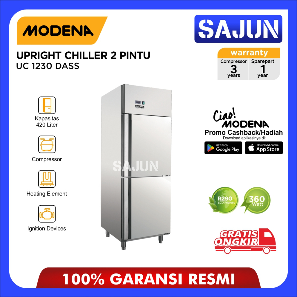 Jual Modena Upright Chiller 2 Door 420L UC 1230 DASS Kulkas Dapur ...