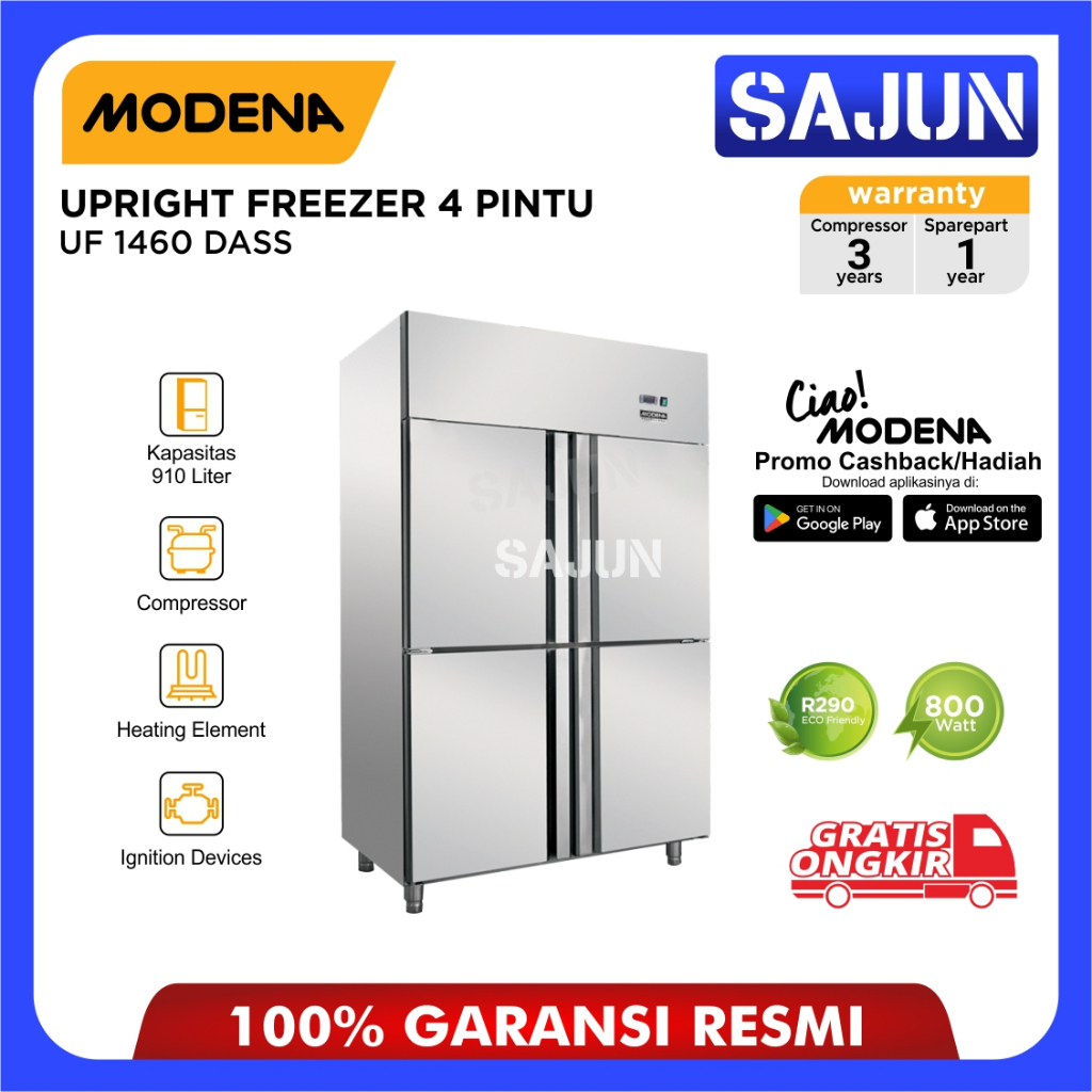 Jual Modena Upright Freezer 4 Door 910L UF 1460 DASS Kulkas Dapur ...