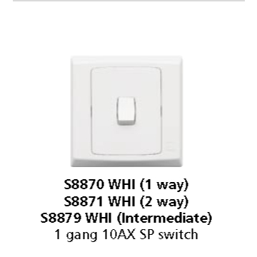 Jual MK S8871 Whi (2 Way) | Saklar Single Hotel | 1 Gang 10AX SP Switch ...