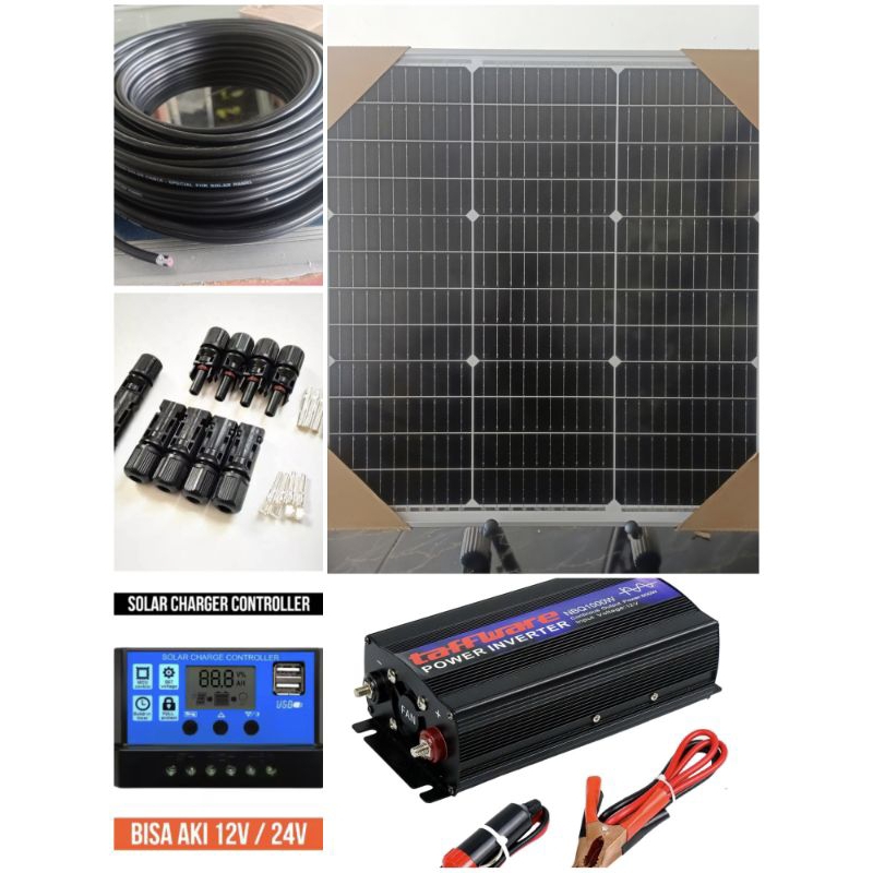 Jual Solar Panel Satu Set 50 Wp Inveter PSW Controler | Shopee Indonesia