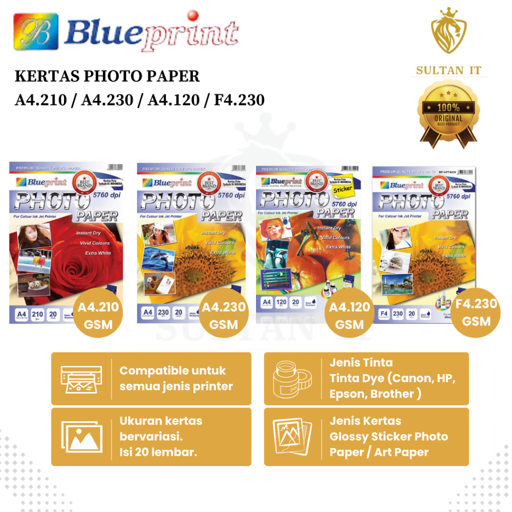 Jual KERTAS FOTO BLUEPRINT A4 F4 4R KERTAS ART PAPER A4 Original ...