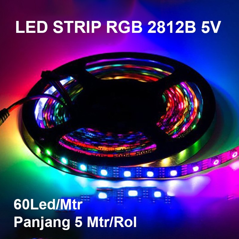 Jual PROMO!! LED Strip RGB WS2812B 60 led/m ip20 indoor 5V 5M | Shopee ...