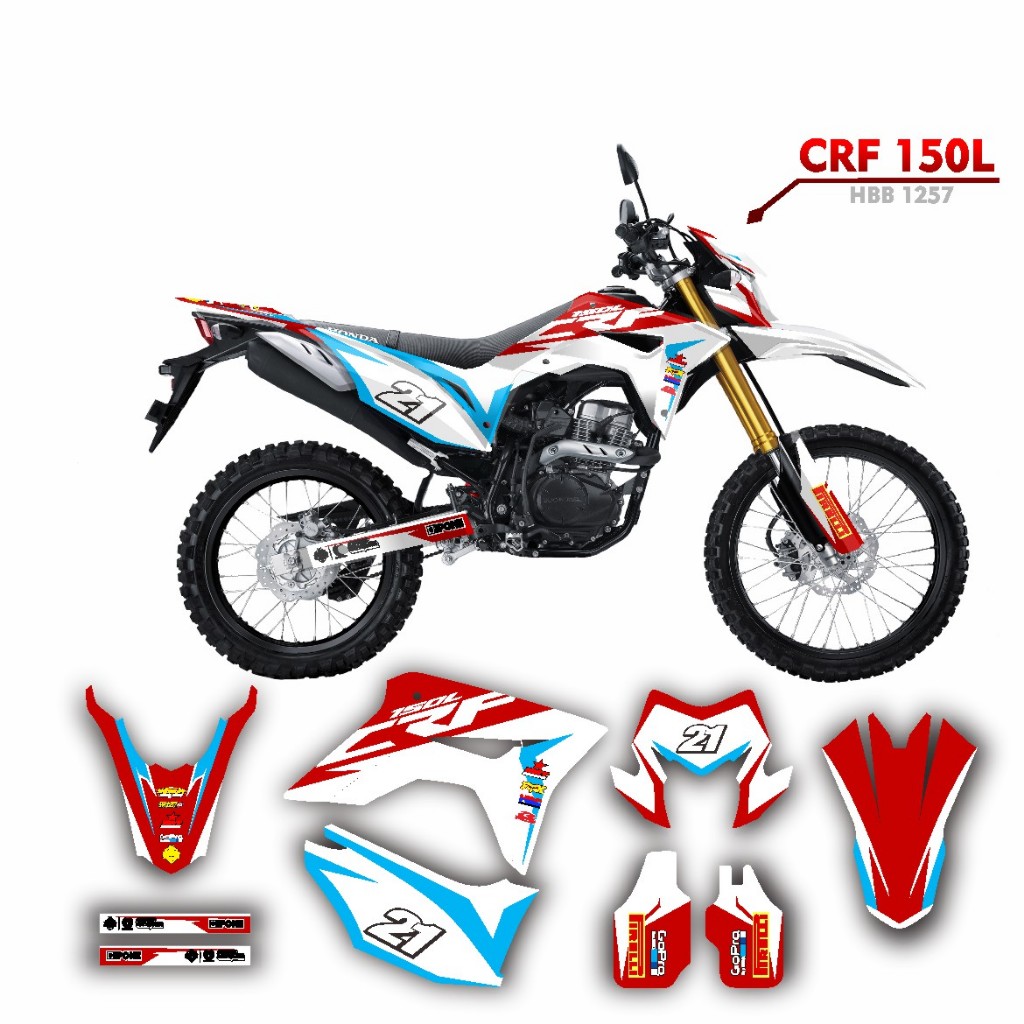 Jual Decal honda crf 150 l biru putih merah supermoto | Shopee Indonesia