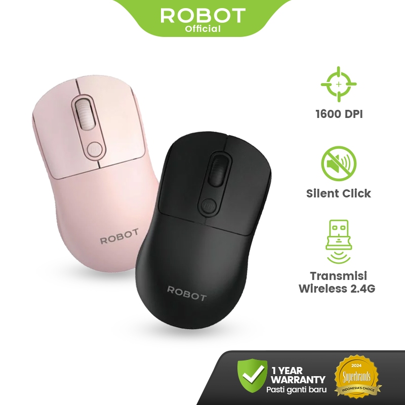 Jual ROBOT Mouse Wireless Silent Click 2.4GHz Optical 1600DPI Split ...