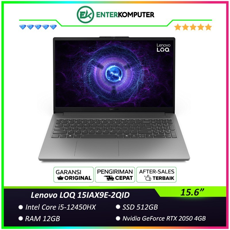 Jual Lenovo LOQ 15IAX9E-2QID - Laptop Core i5 12450HX RAM 12GB SSD ...