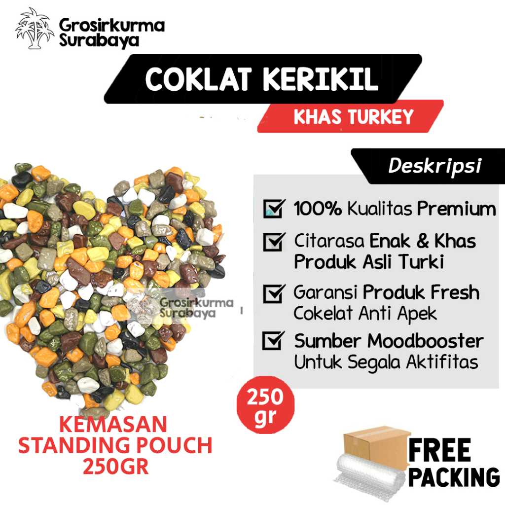 Jual COKELAT KERIKIL 250gr Kualitas Premium Simple Pack Standing Pouch ...