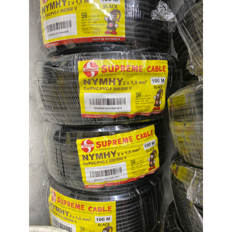 Jual Kabel Supreme NYYHY NYMHY 2x1.5 2x1,5 Hitam Serabut 50 Dan 100 meter / Hitam 4 besar ...