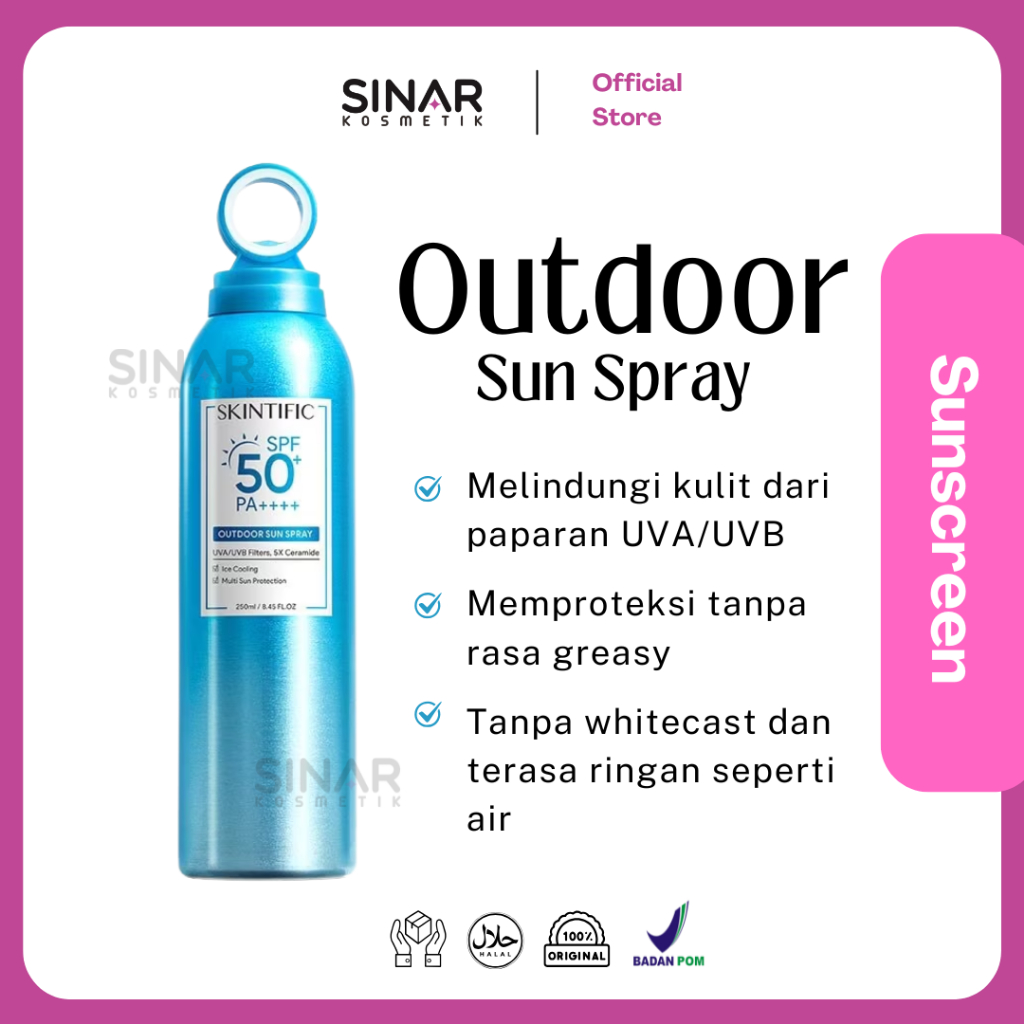 Jual SKINTIFIC Outdoor Sunscreen Spray SPF 50+ PA++++ sunblock badan ...