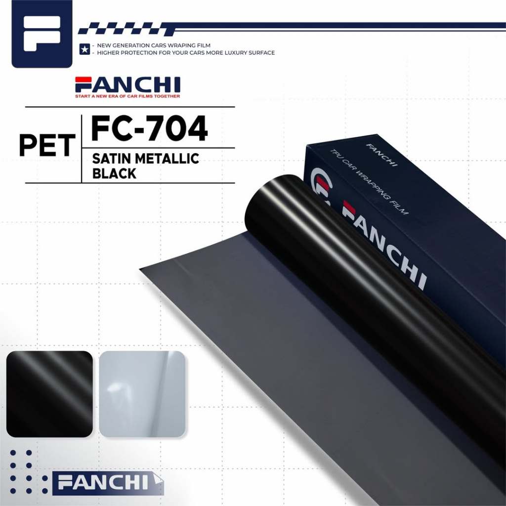 Jual 50CM Sticker FANCHI FC704 FC-704 PET Satin Metalic Black Premium ...