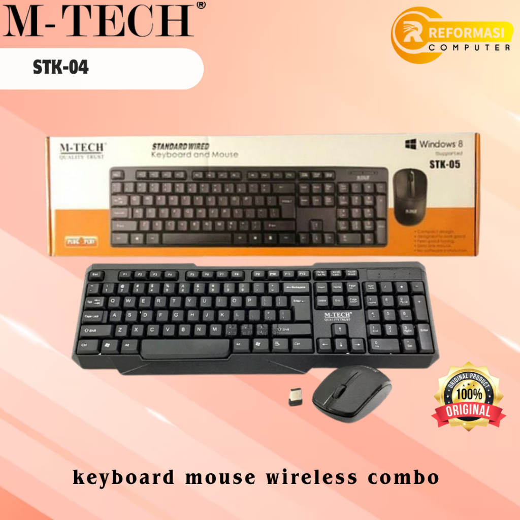 Jual M-Tech STK-04 keyboard mouse wireless combo MTECH STK04 | Shopee ...