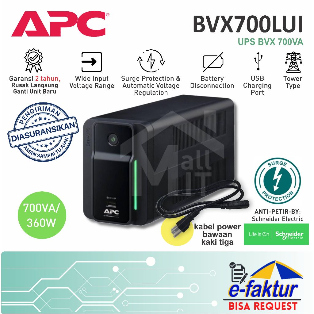 Jual MALLIT APC UPS APC BVX700 BVG700 700VA 360W BVX 700 BVX-700 BVG ...