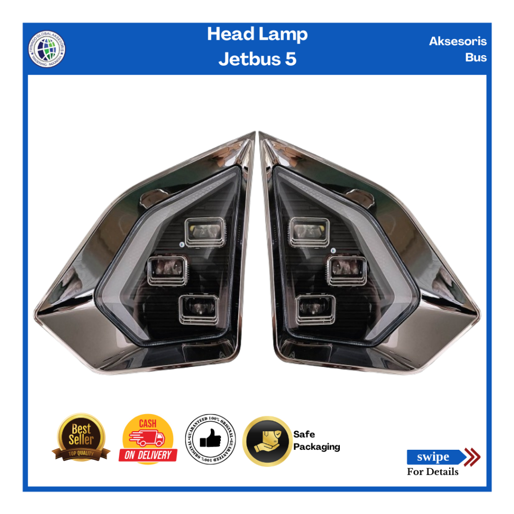 Jual Head Lamp Jetbus 5/Lampu depan bus JB5 24v Original 1 set (kanan ...