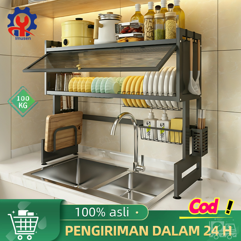 Jual Rak Piring Stainless Steel 105 cm – Rak Dapur Gantung Serbaguna ...