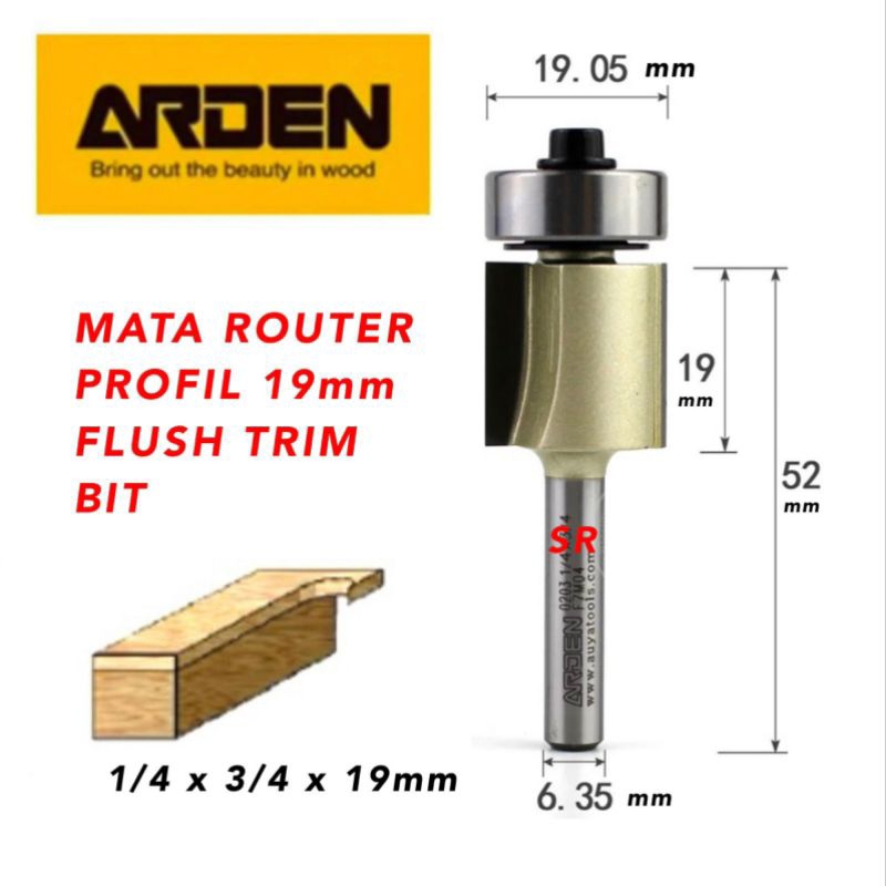 Jual Mata Router Roda 19mm × 19mm As 1/4 Inch Straight Bits With ...