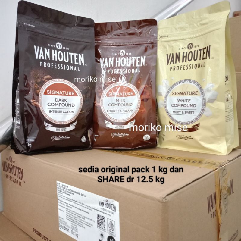 Jual [ 1 kg ] CHOCO COMPOUND VAN HOUTEN intense dark coin 54% cocoa ...