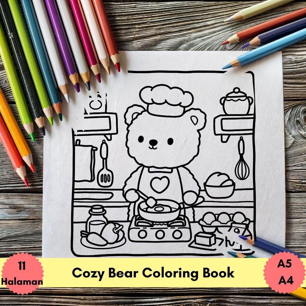 Jual Buku Mewarnai COZY BEAR COLORING - BUKU MEWARNAI - LEMBAR MEWARNAI ...